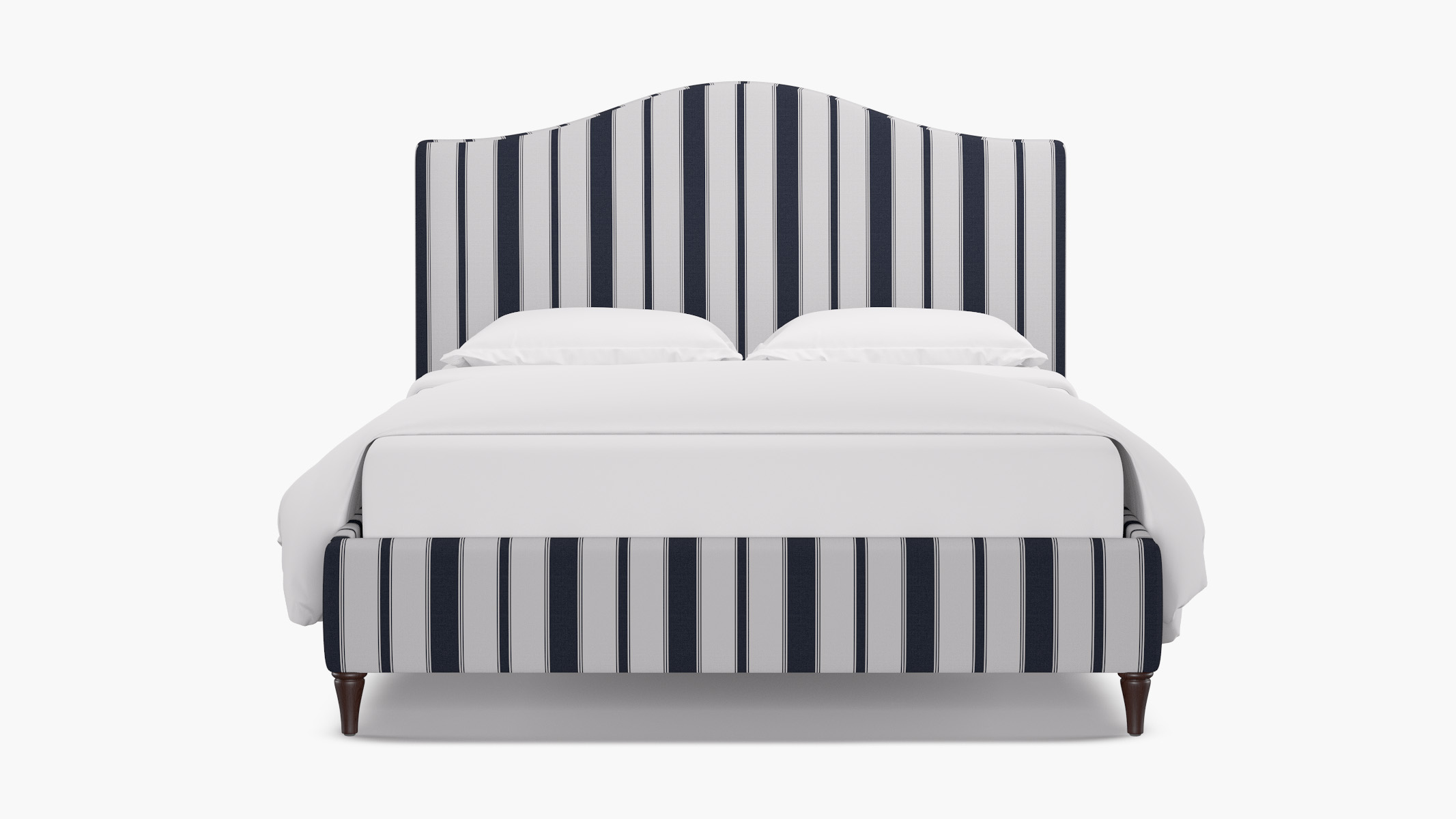 Navy Classic Ticking Stripe Upholstered Custom Square Back Headboard Queen The Inside Furniture