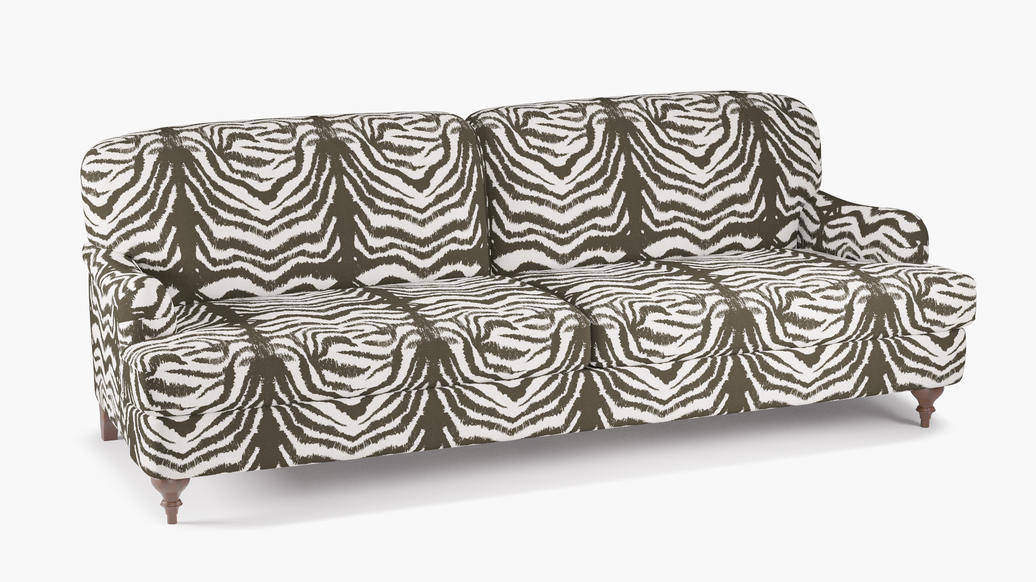 English Roll Arm Sofa Walnut Zebra