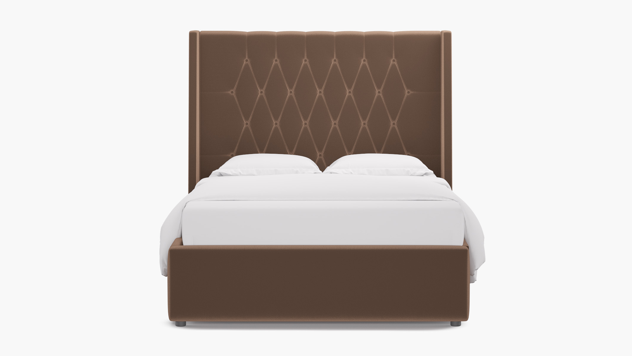 Tufted Wingback Bed Full Mink Performance Plush Velvet