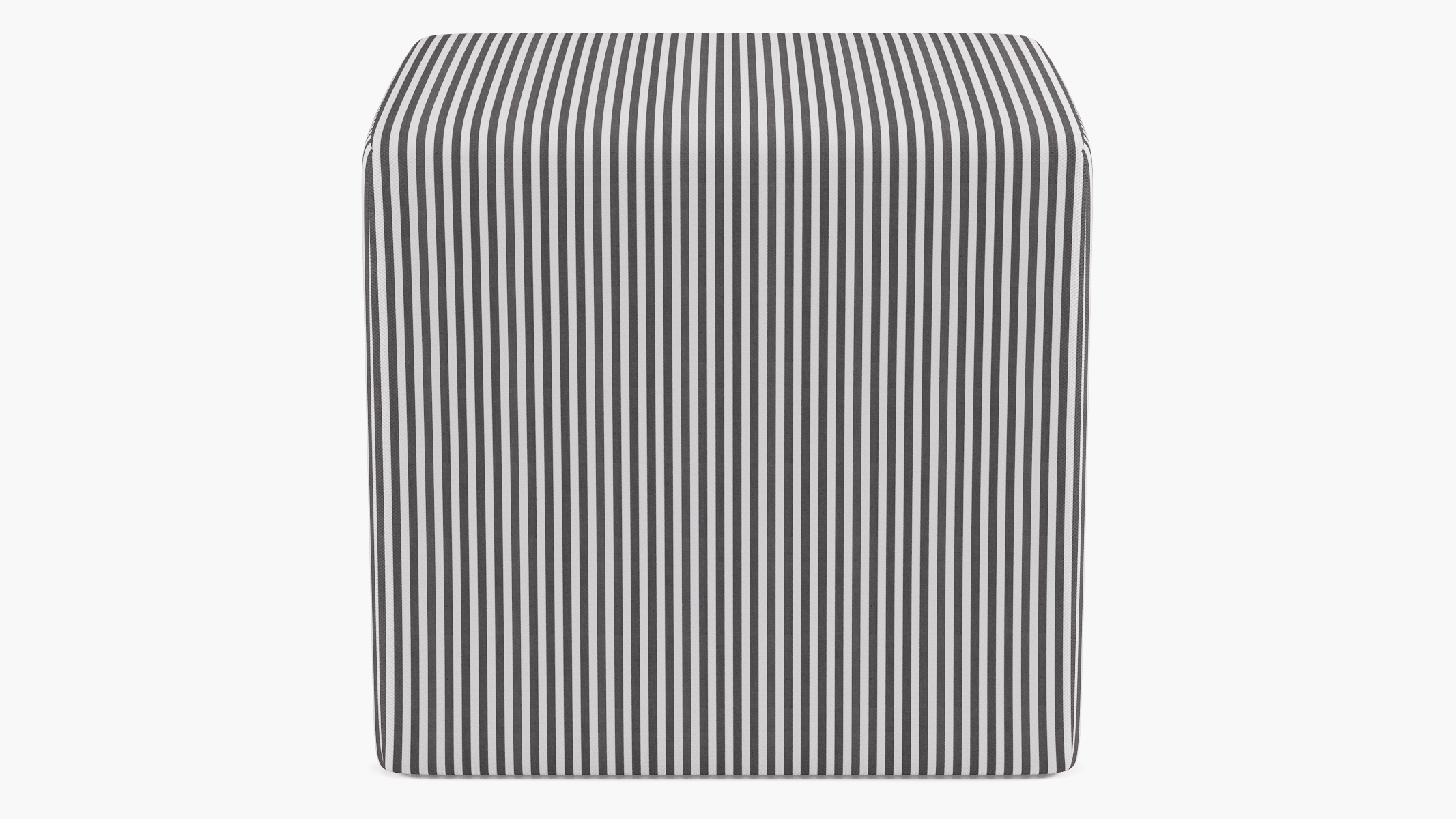 Black Classic Ticking Stripe Upholstered Custom Cube Ottoman The Inside Furniture