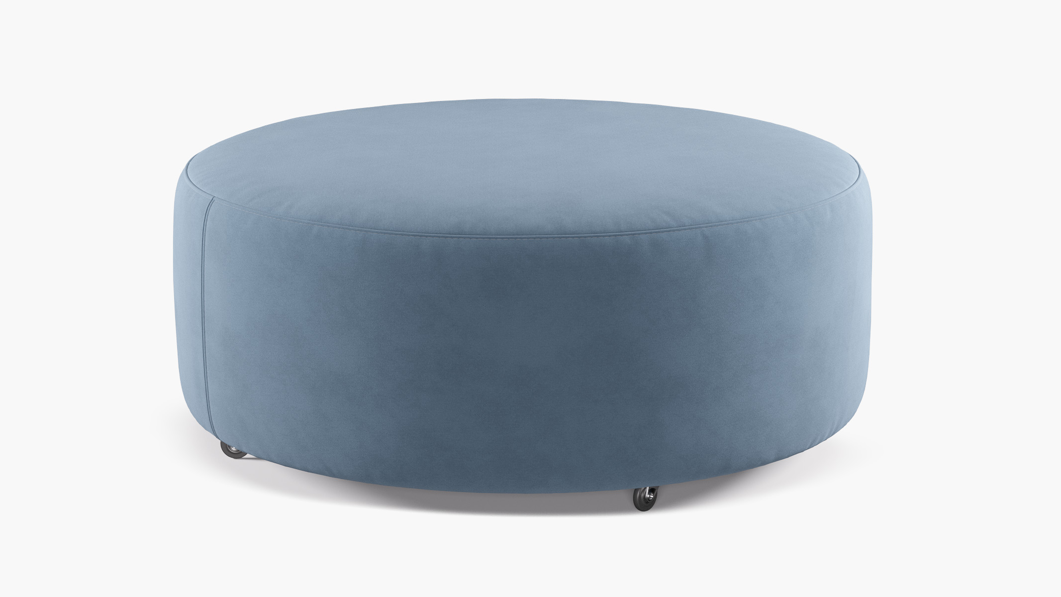 Ocean Classic Velvet Upholstered Custom Round Cocktail Ottoman The Inside Furniture